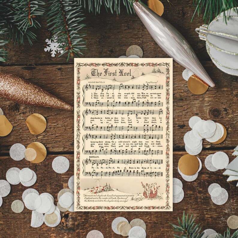 Vintage "the First Noel" Sheet Music: 1953 Christmas Carol (PNG & PDF ...