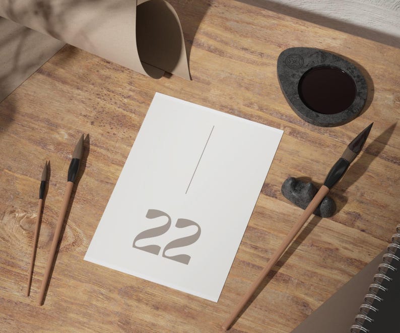 50 Printable Aesthetic Number Cards in Neutral Colors in Rectangle ...