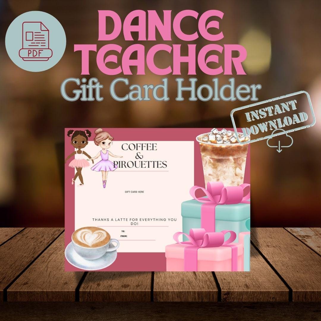 Dance Teacher Gift Card Holder | Coffee Design (digital Download) - Etsy