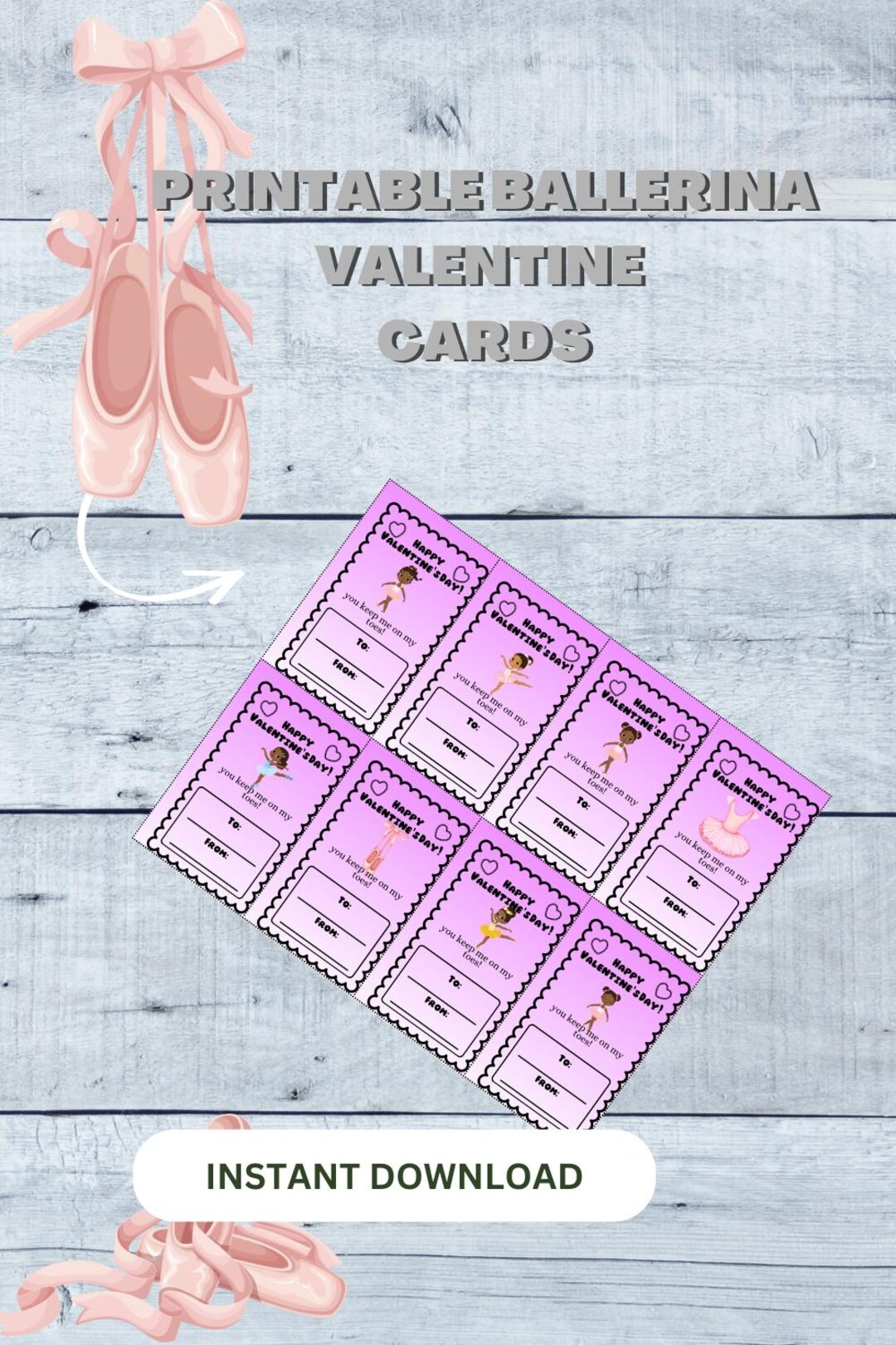 Ballerina Valentine Cards | Printable Dance Valentines | Kids Classroom ...