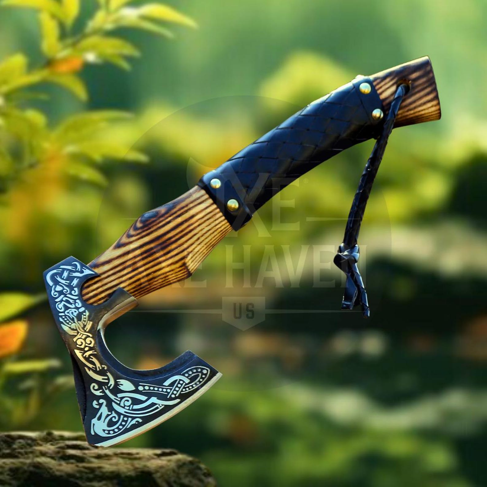 Custom Handmade Viking Axe Bearded Greenlander Ragnar Axe With Rosewood Handle, Camping Axe ...