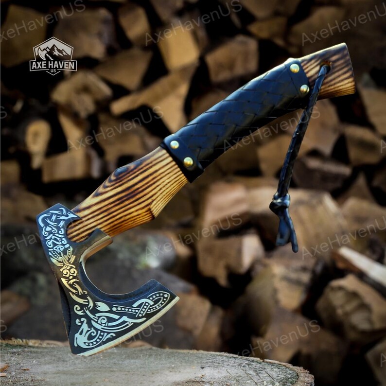 Custom Handmade Viking Axe - Bearded Greenlander Ragnar Axe With Rosewood Handle, Camping Axe ...