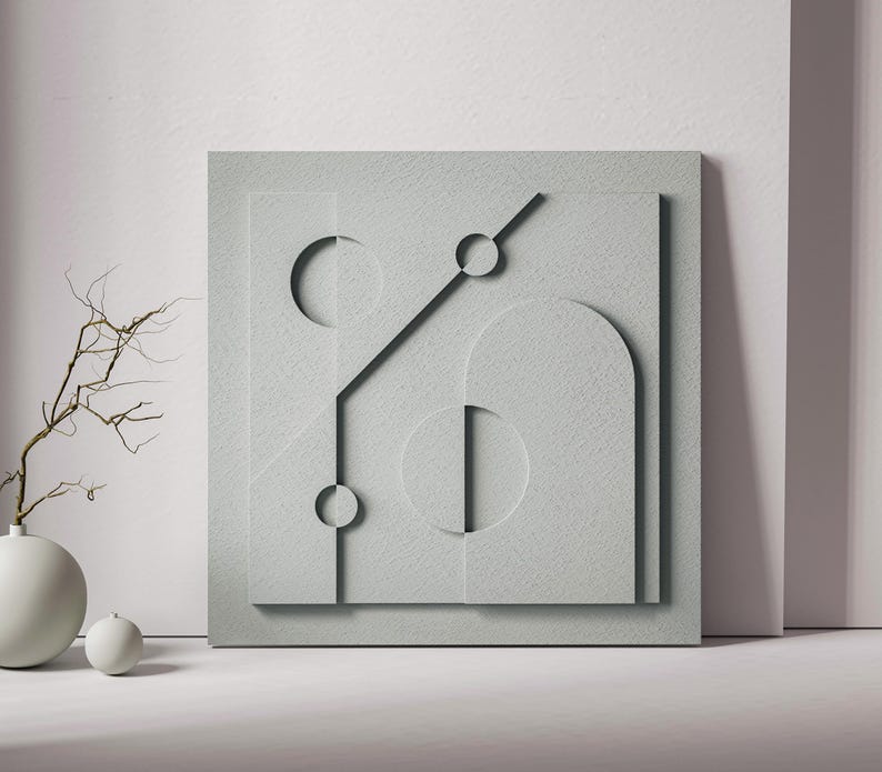 Black Geometric Wall Art – Modern 3D Minimalist Design – Textured ...