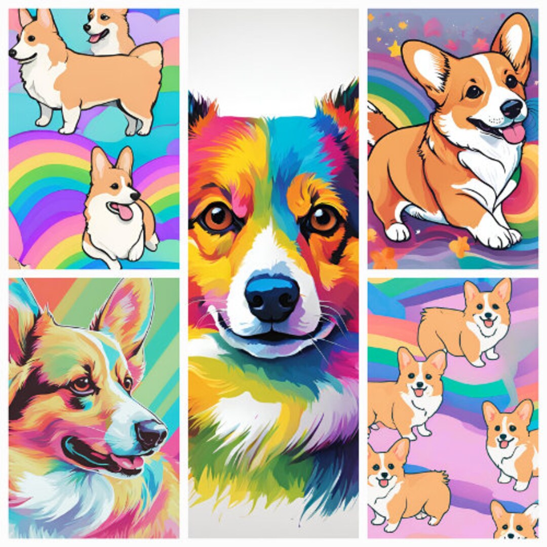 16 Reusable Rainbow Corgi Wallpapers / Printable Images - Etsy