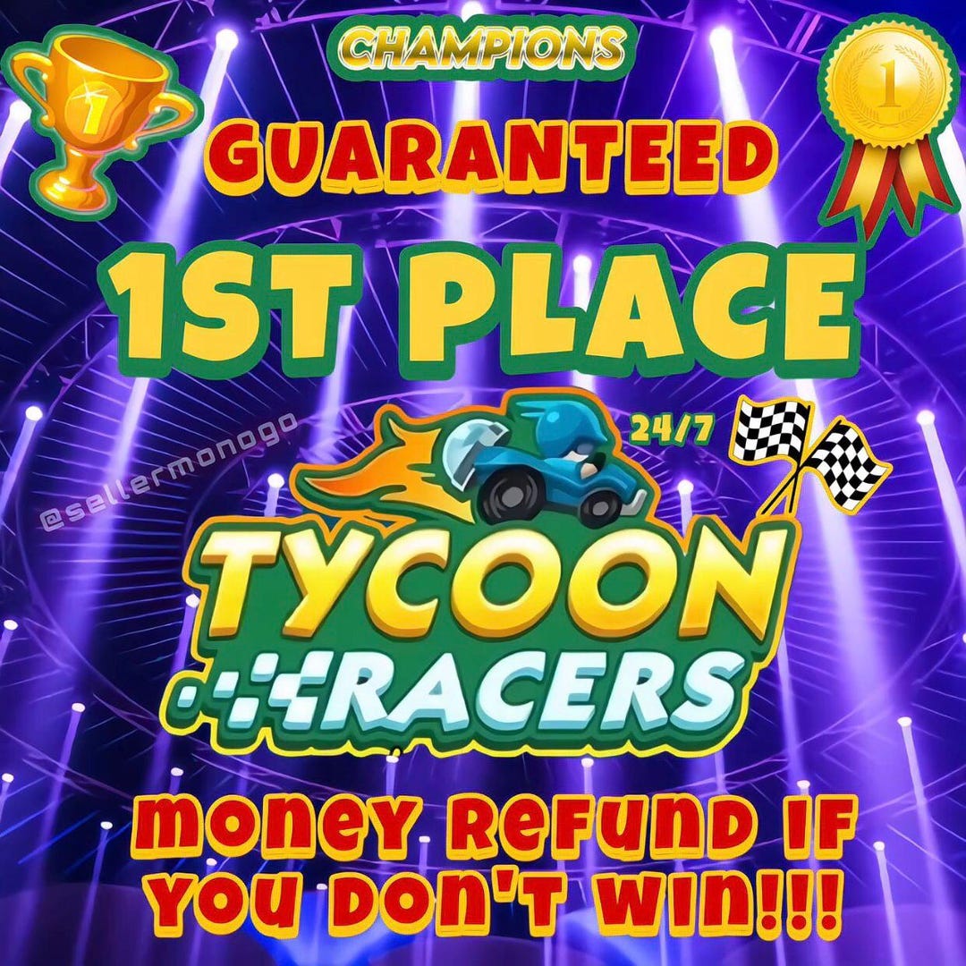 Tycoon Racers 1st Champion ( 3 of My Accounts and 1 of Yours ) - Etsy