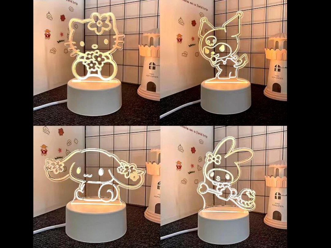 Sanrio 3D Hello Kitty USB LED Desk Lamp, Kuromi Kawaii Acrylic Light ...