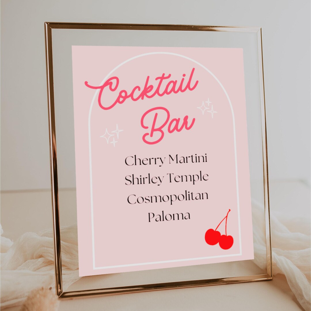 Cherry Birthday Party Bar Sign, Printable Sign, Birthday Party Decor ...