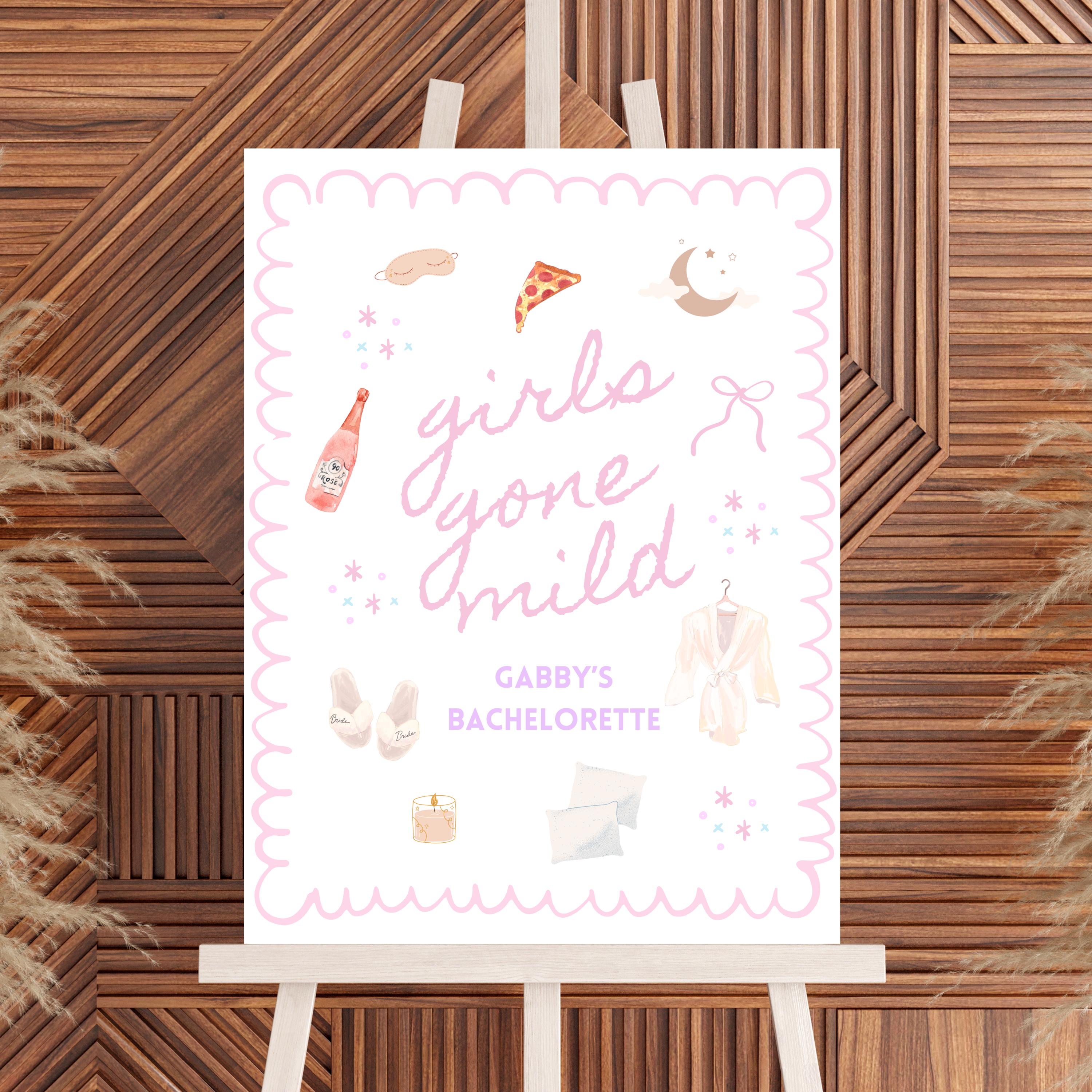 Girls Gone Mild Bachelorette Welcome Sign Template: Pajama Party Decor ...
