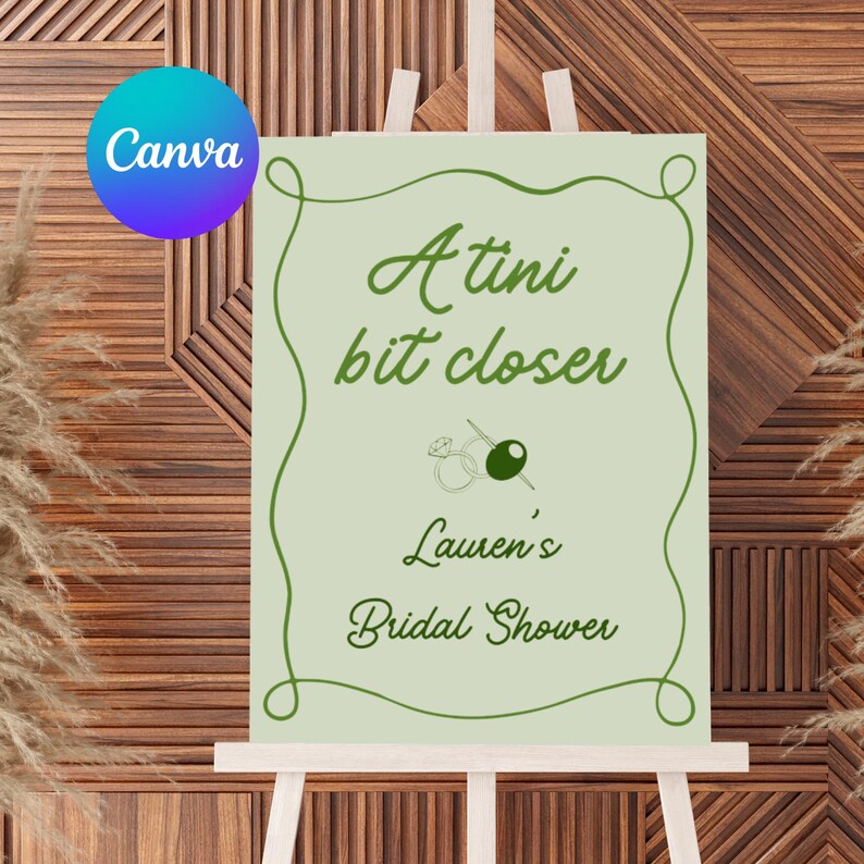 Customizable Tini Bit Closer Welcome Sign, Martini Theme Shower ...