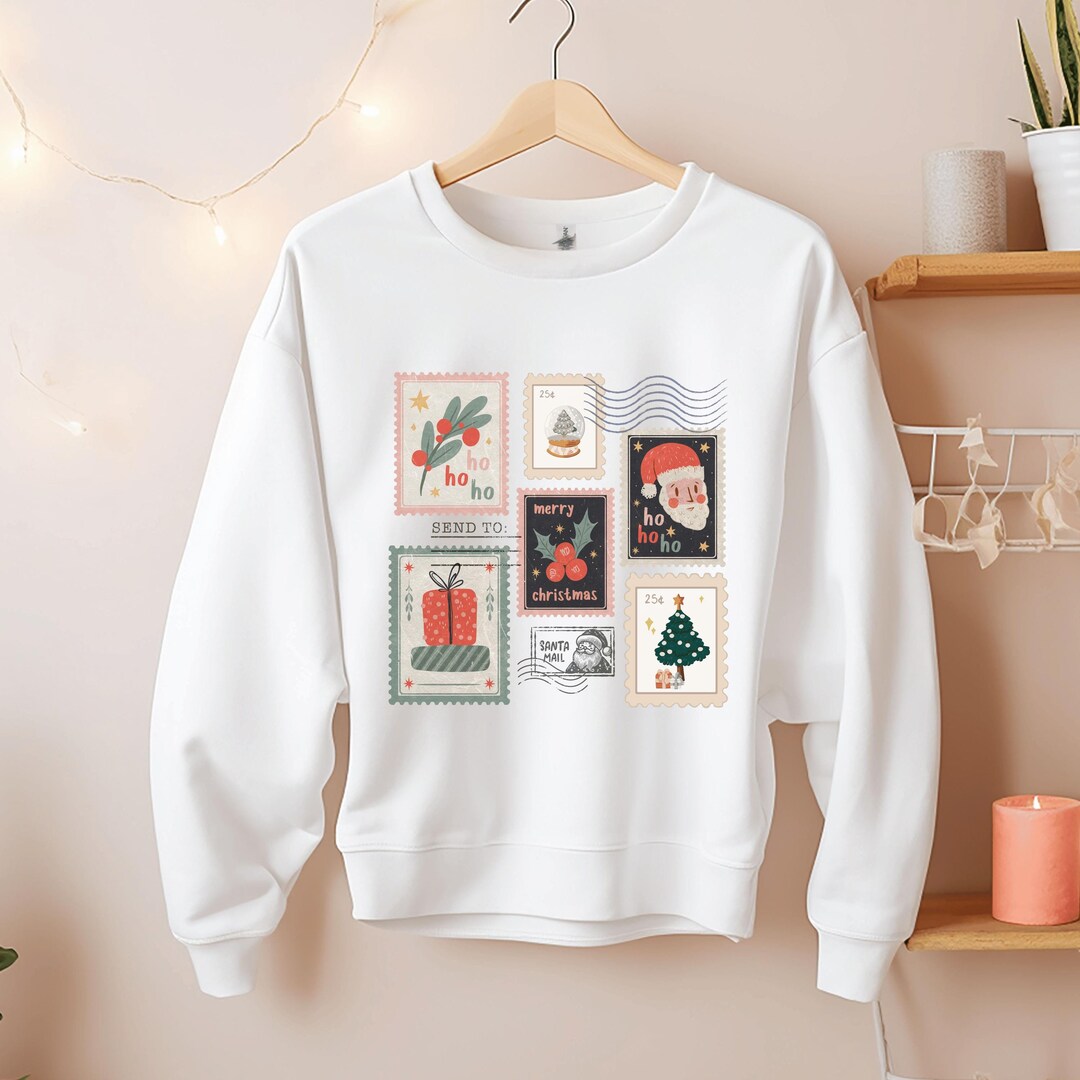 Christmas Post Stamp Sweatshirt, Letters to Santa, Holiday Crewneck ...