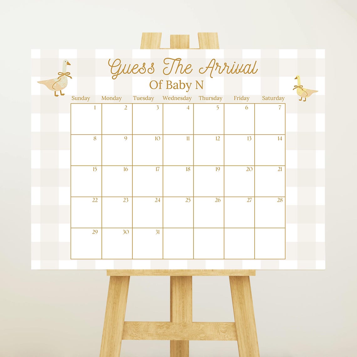 Silly Goose Baby Shower Game: Due Date Calendar (printable) - Etsy