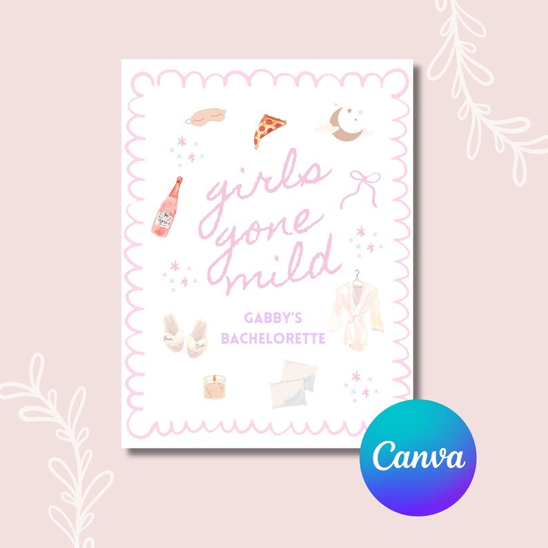 Girls Gone Mild Bachelorette Welcome Sign Template: Pajama Party Decor ...
