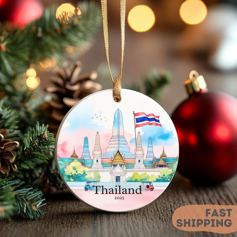 Thailand Ornament 2025 | Personalized Travel Ornament | Custom Cultural Souvenir Gift | Bangkok ...