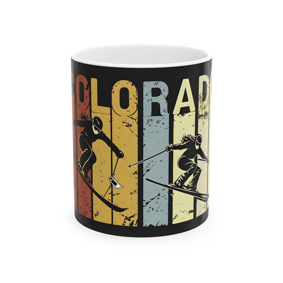 Colorado Skier Girl Retro Ceramic Mug - Mountain Skiing Coffee Cup ...