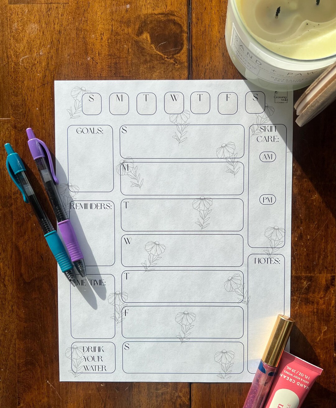 Daily Planner - Daily Care Sheet - Cute Planner - Daily Schedule ...