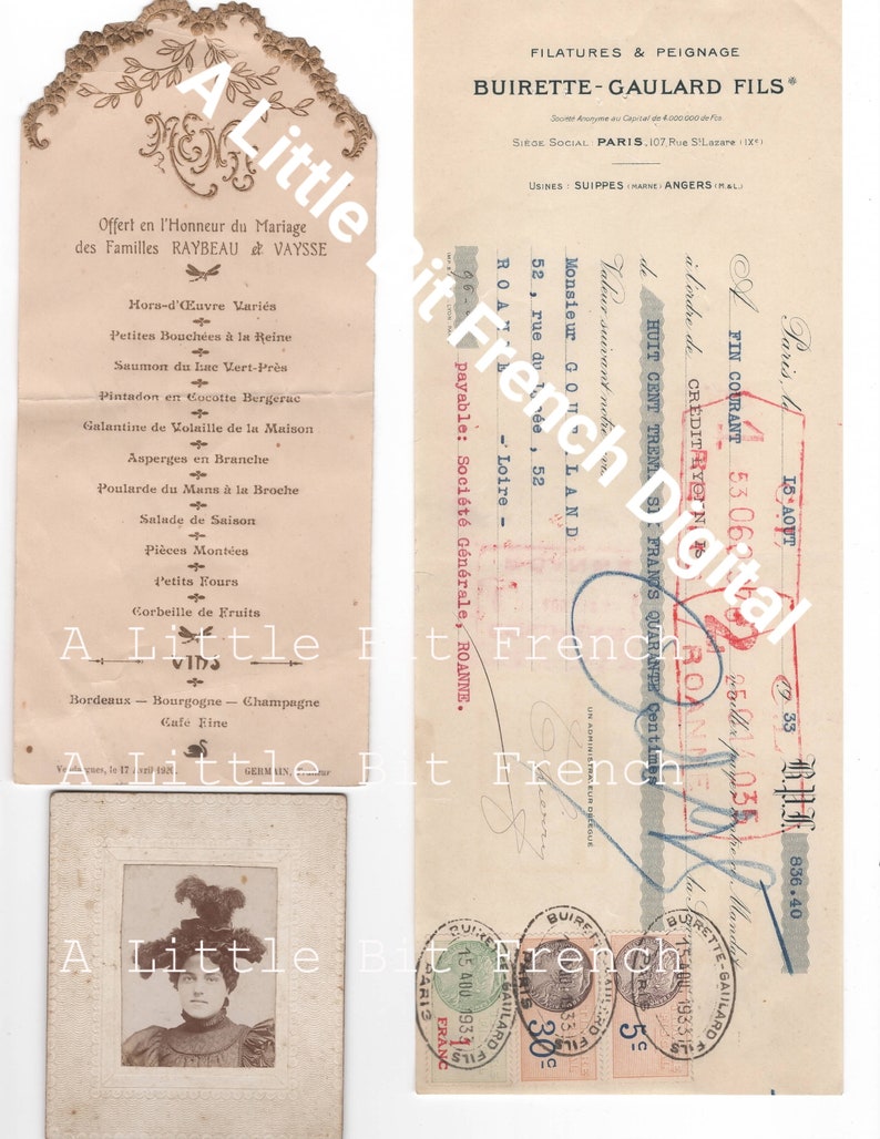 Digital Download Printable French Menu Receipt Lady - Etsy Australia