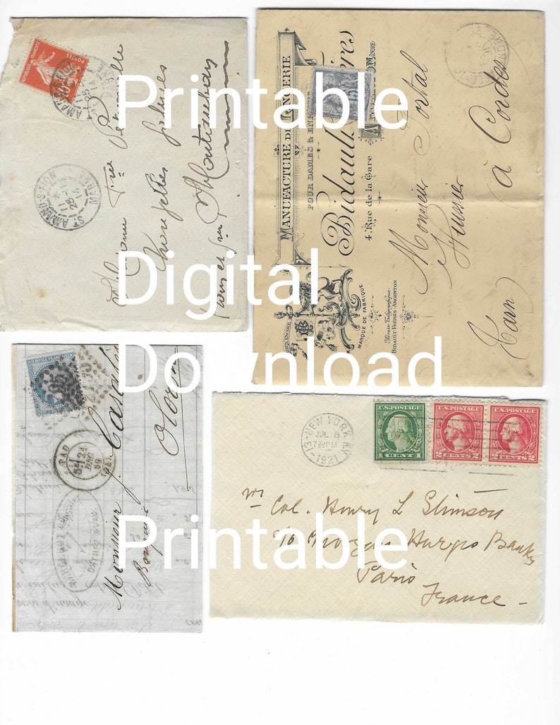 Digital Download Printables 3 Pages of French Envelope Fronts - Etsy