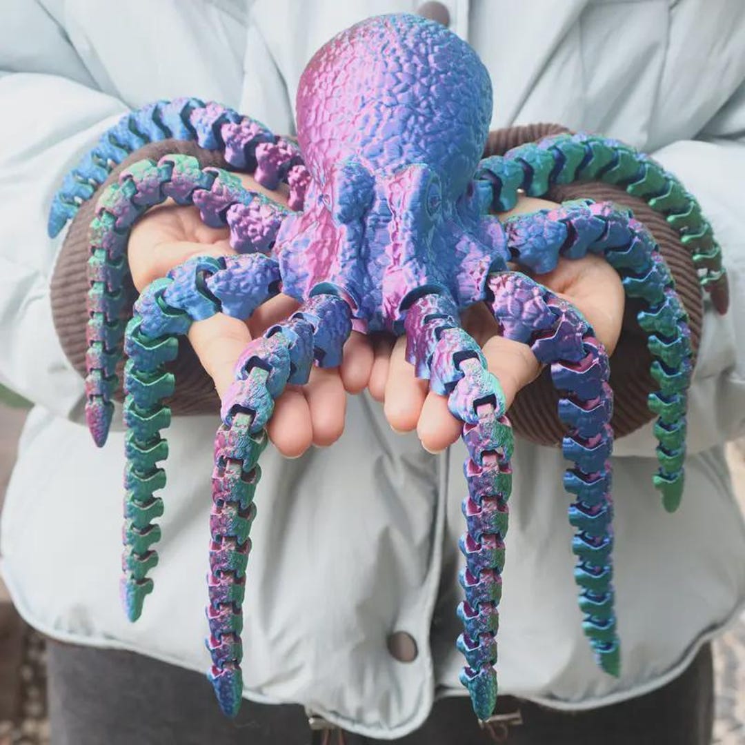 3D Printed Articulated Octopus Figurine, Toddler Room Decor, Octopus ...