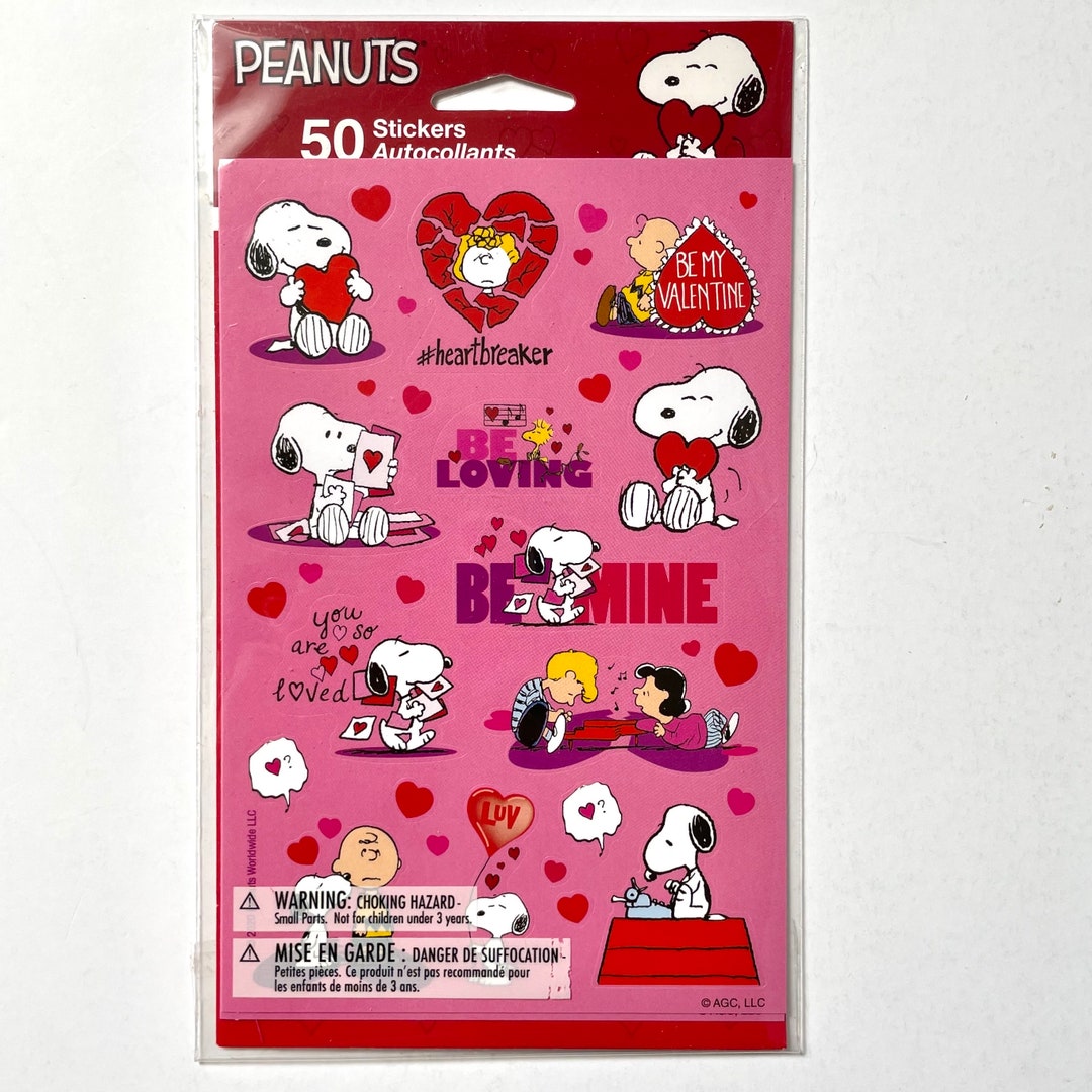 Peanuts Charlie Brown Snoopy VALENTINE Stickers 50 Piece American ...