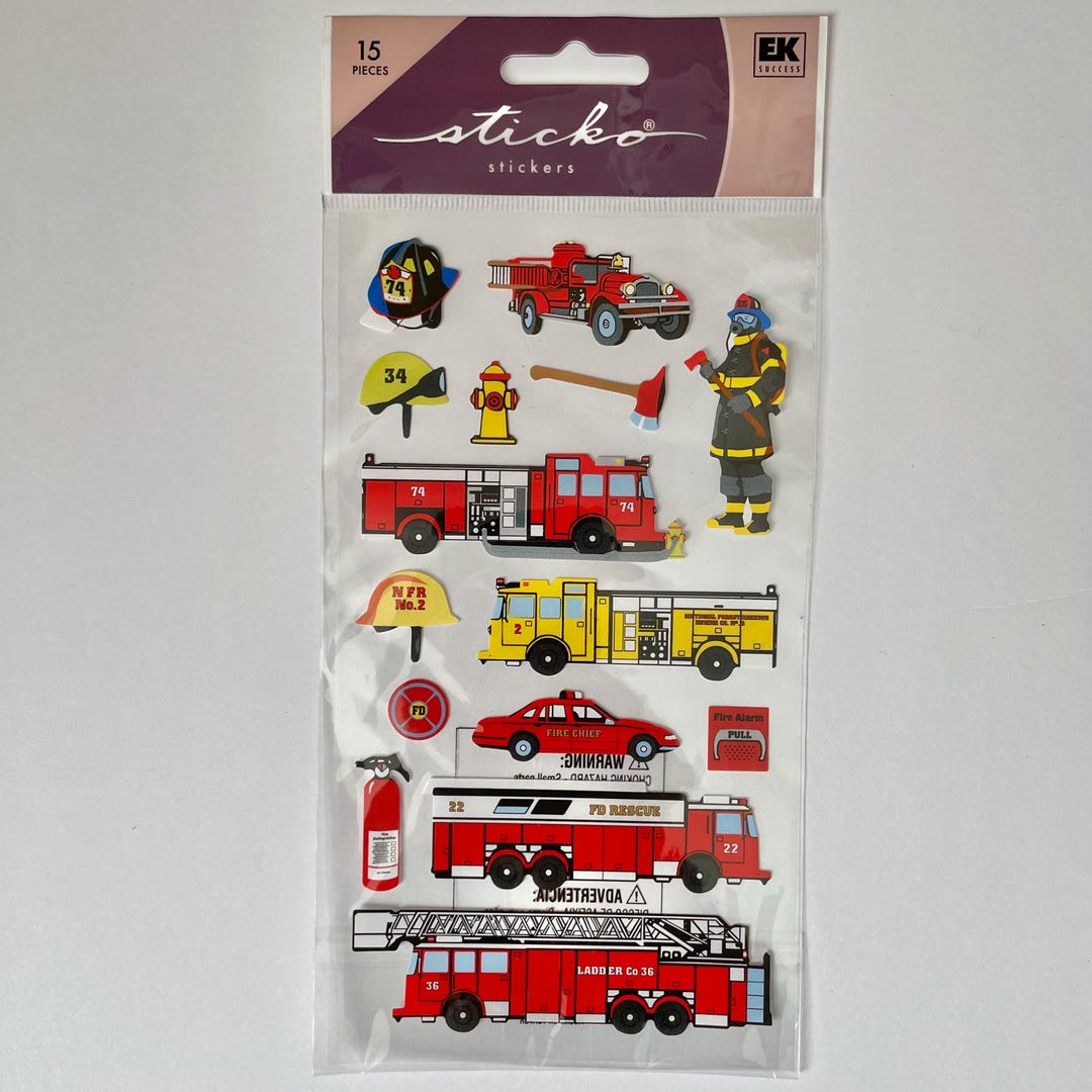 Sticko Fire Department Stickers 15 Piece Firefighter, Truck, Ladder ...