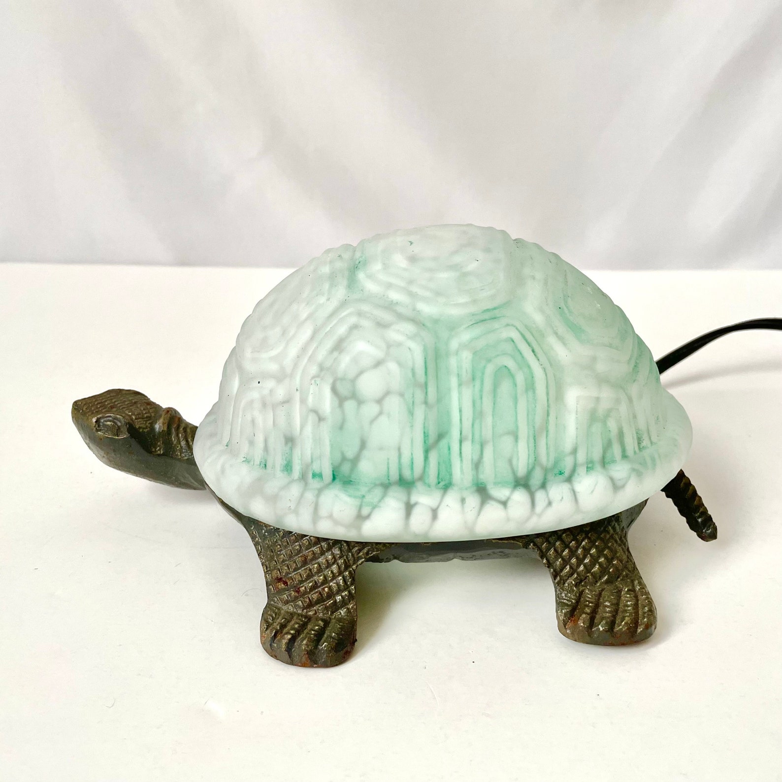 Vintage Turtle Shaped Accent Lamp Nightlight Tiffany-style Turquoise ...