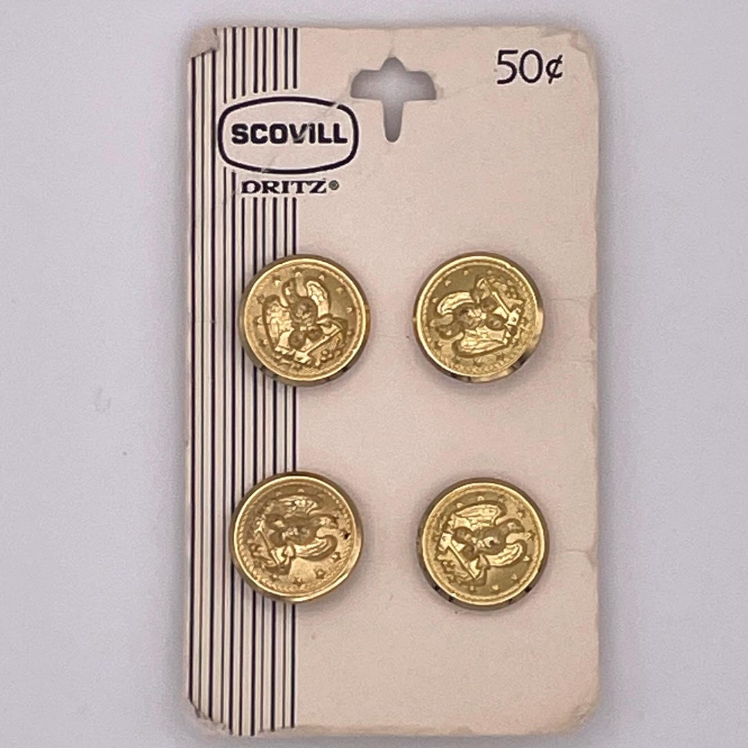 Vintage Scovill Gold Military Buttons Eagle With Arrow Set of 4 Shank ...