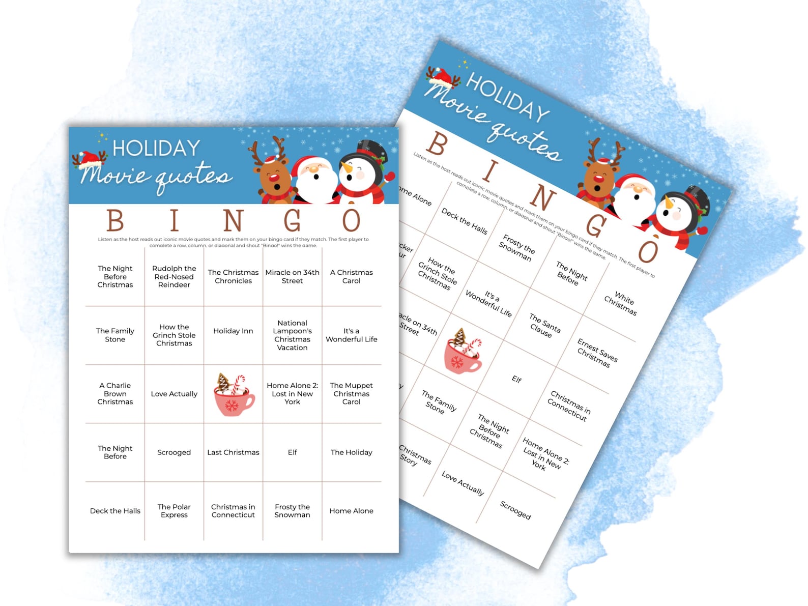 Christmas Movie Quotes Bingo Game – Fun Holiday Party Activity, Family ...