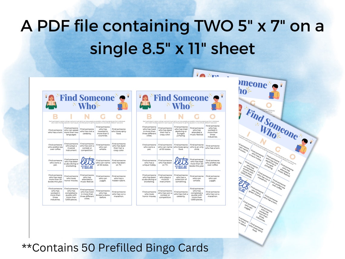 Find Someone Who Bingo Game, Icebreaker & Party Game for Office ...