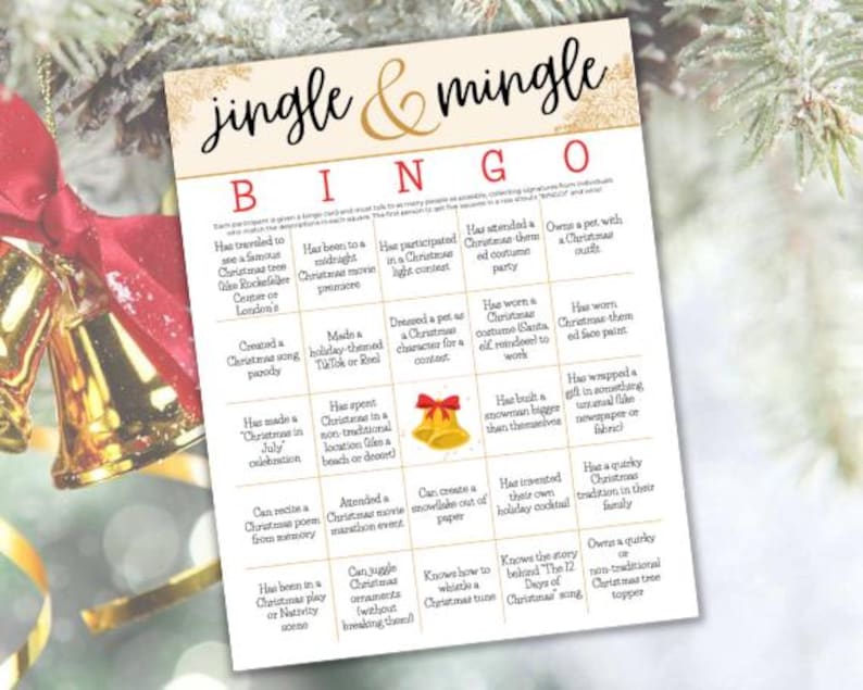 Christmas Jingle and Mingle Bingo Game – Printable Holiday Party ...