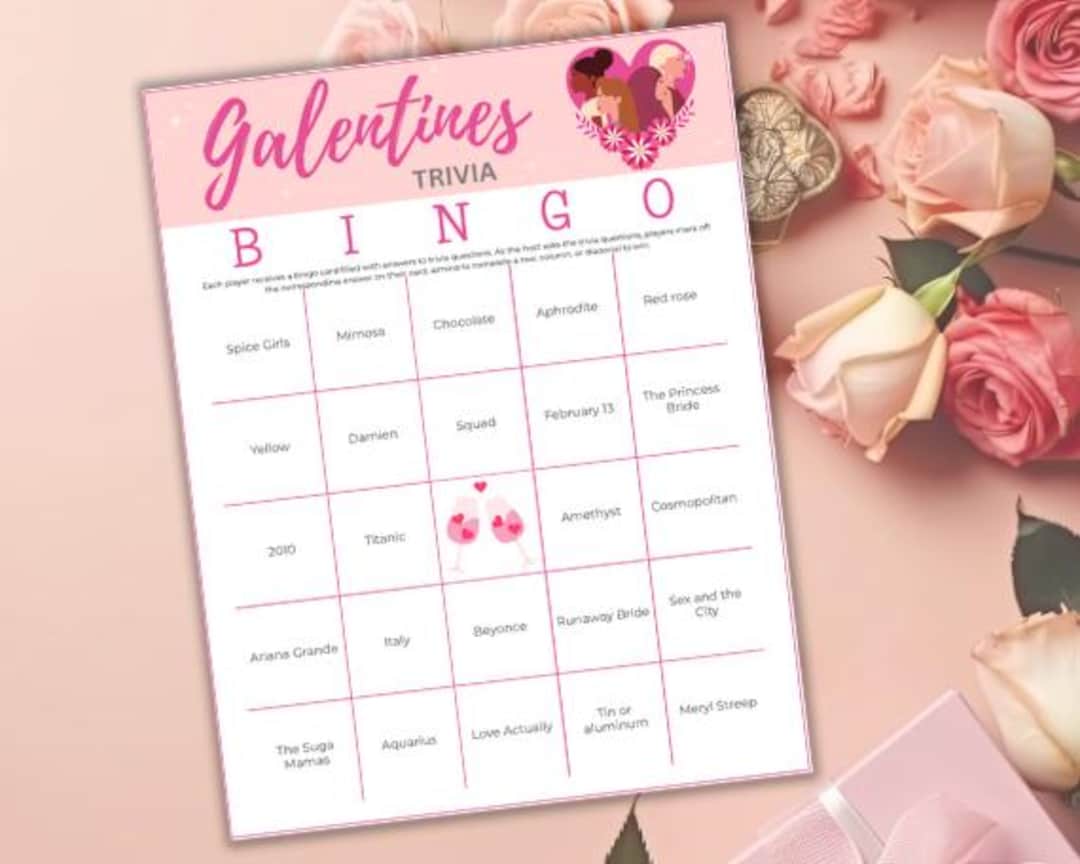 Galentine's Day Trivia Bingo Game - Fun Printable Party Activity for ...