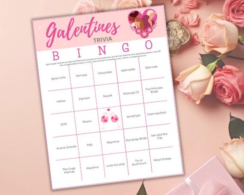 Galentine's Day Trivia Bingo Game - Fun Printable Party Activity for ...