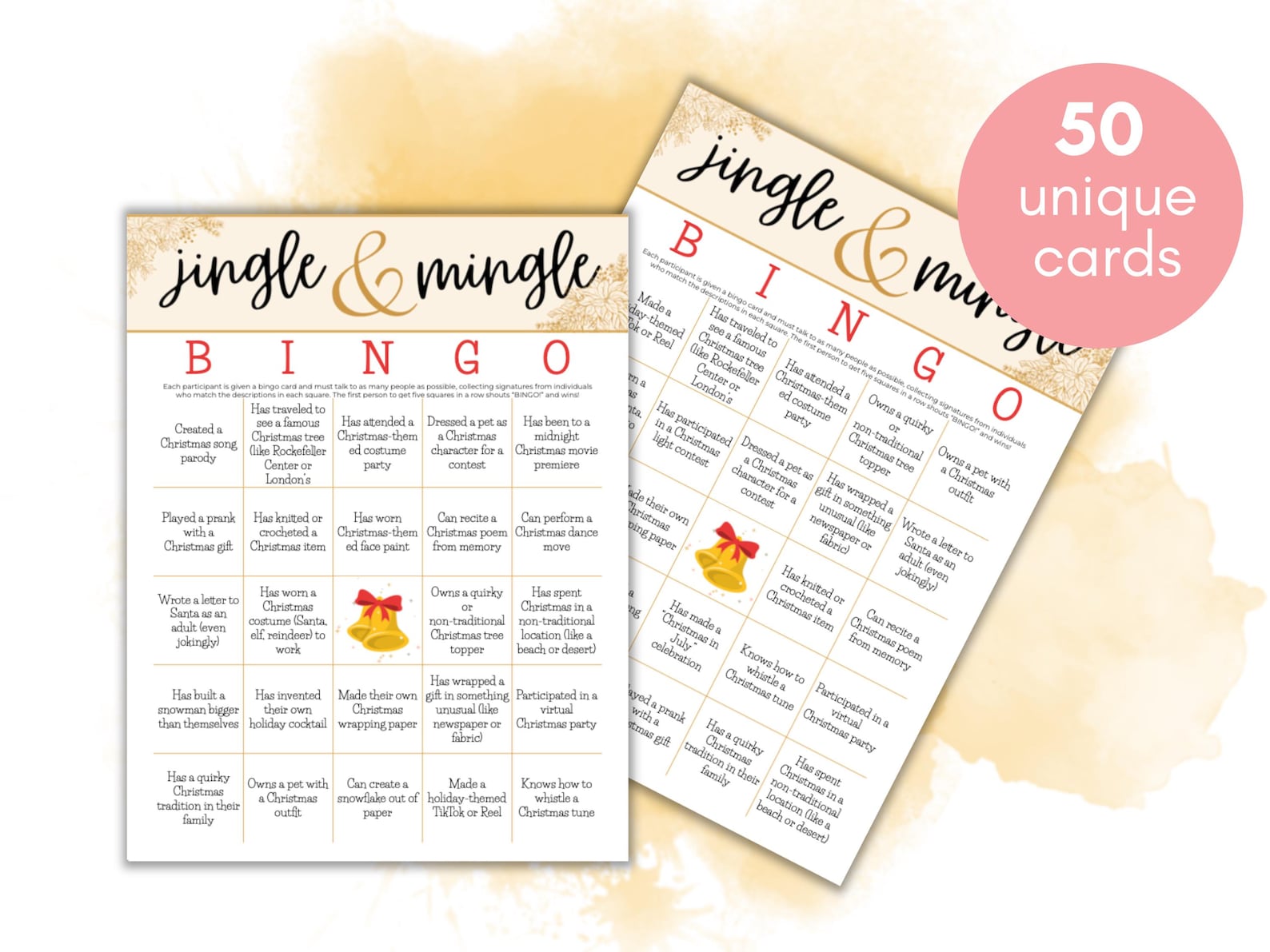 Christmas Jingle and Mingle Bingo Game – Printable Holiday Party ...
