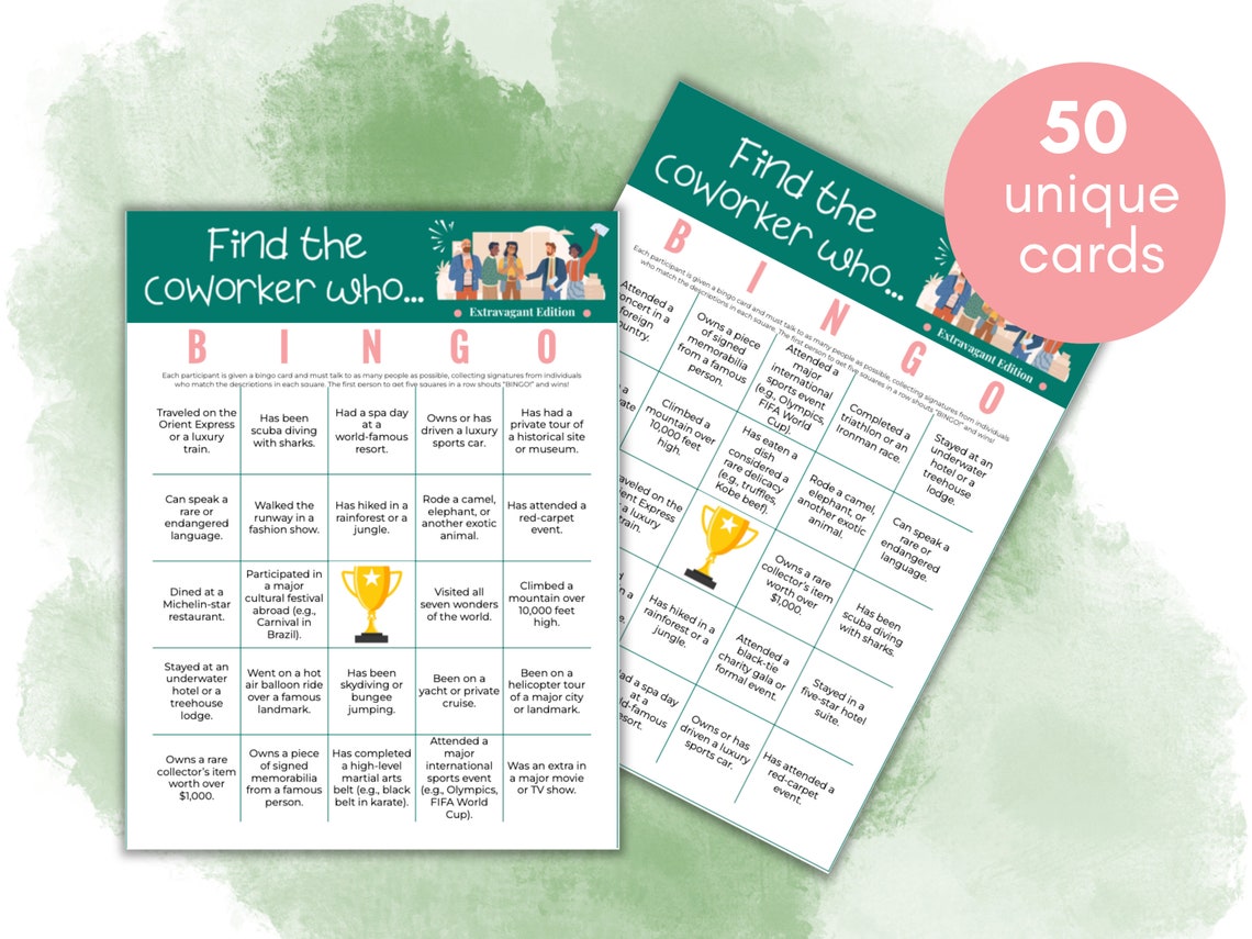Coworker Bingo Game - Fun Team Building Icebreaker for Office Events ...