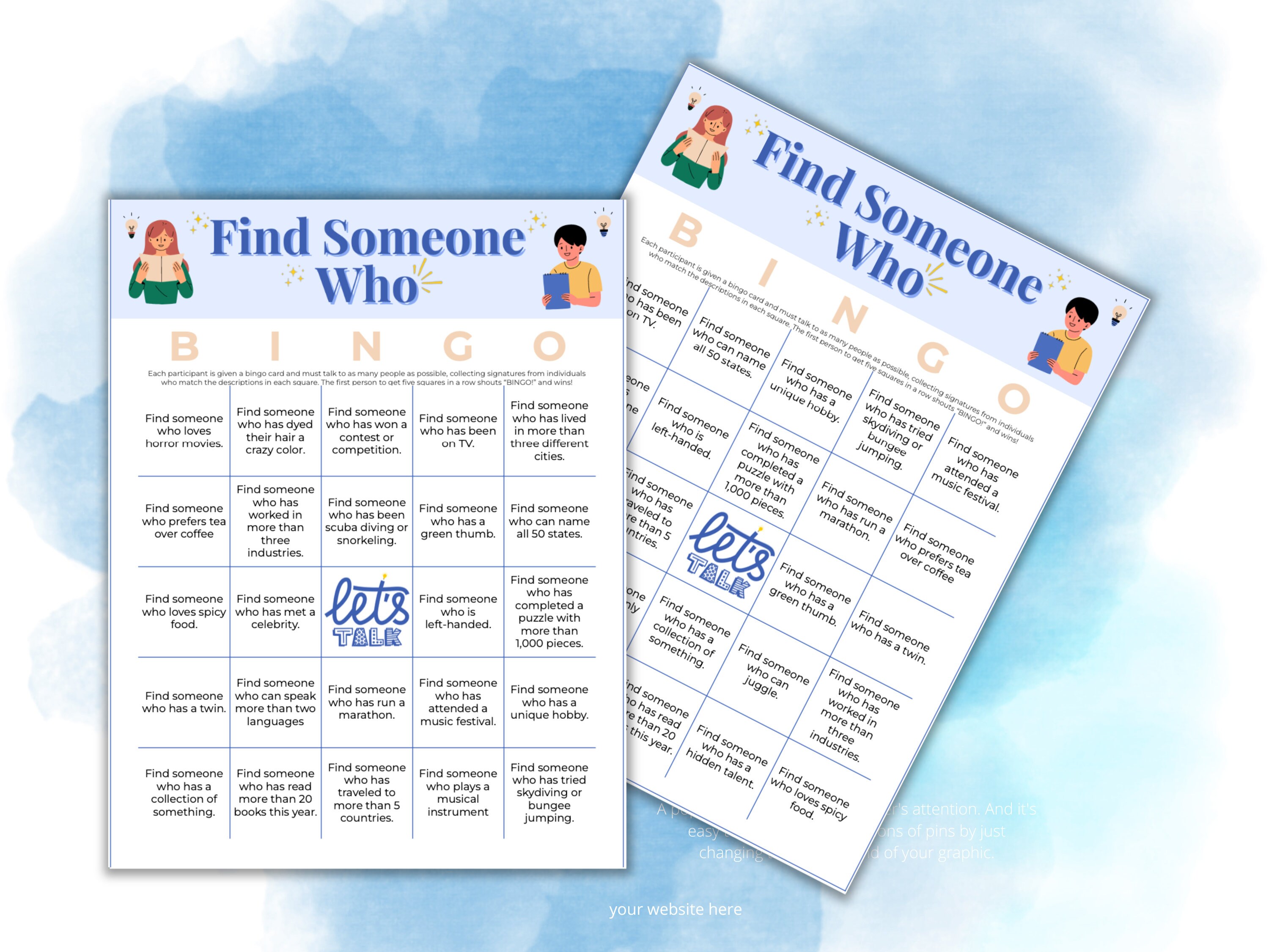 Find Someone Who Bingo Game, Icebreaker & Party Game for Office ...