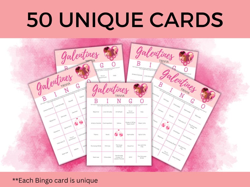 Galentine's Day Trivia Bingo Game - Fun Printable Party Activity for ...