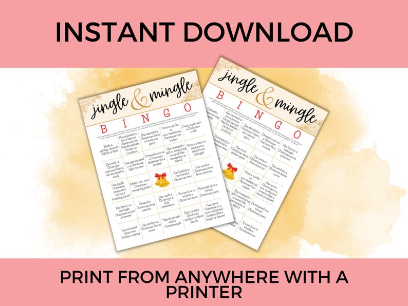 Christmas Jingle and Mingle Bingo Game – Printable Holiday Party ...