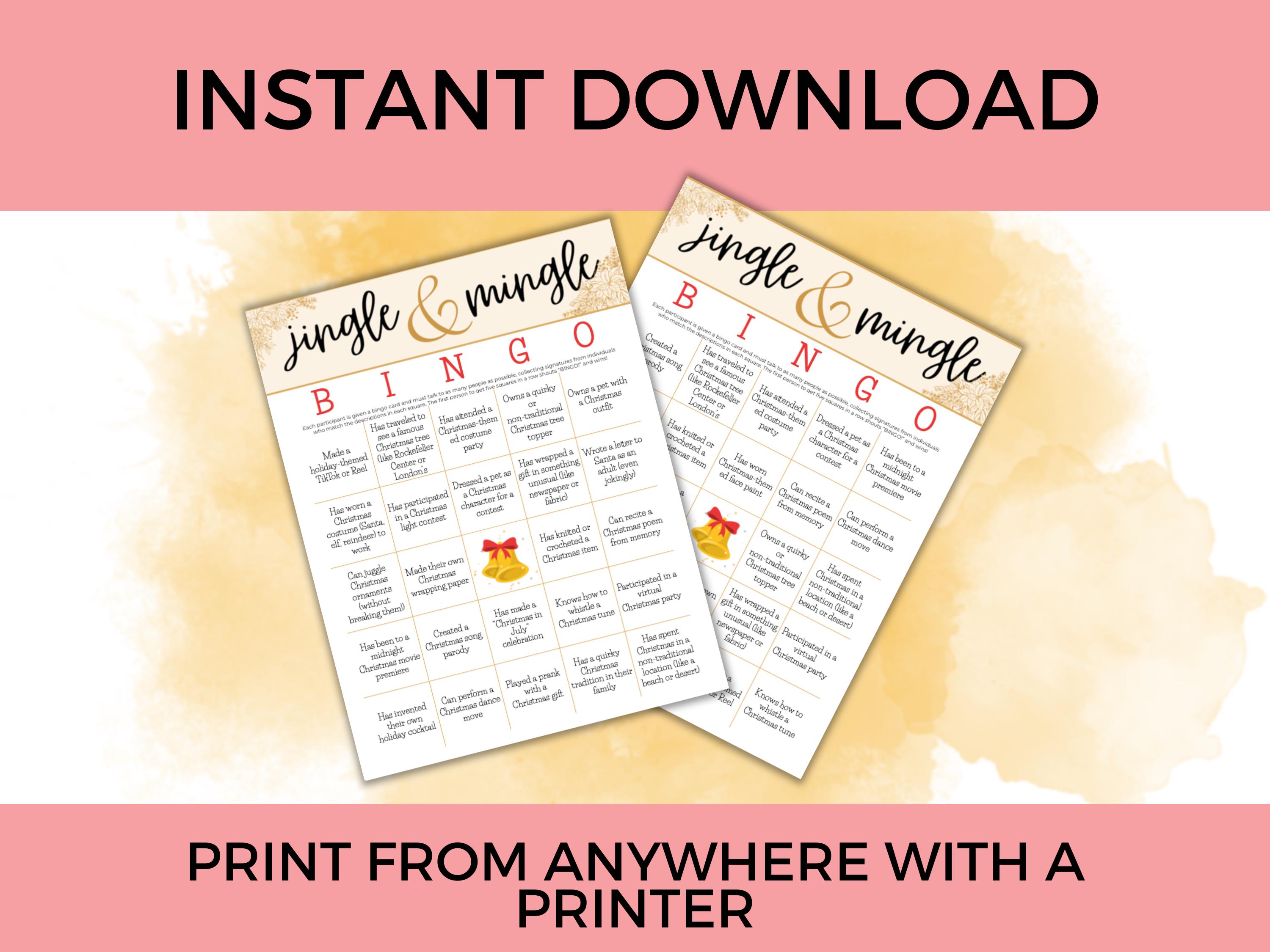 Christmas Jingle and Mingle Bingo Game – Printable Holiday Party ...