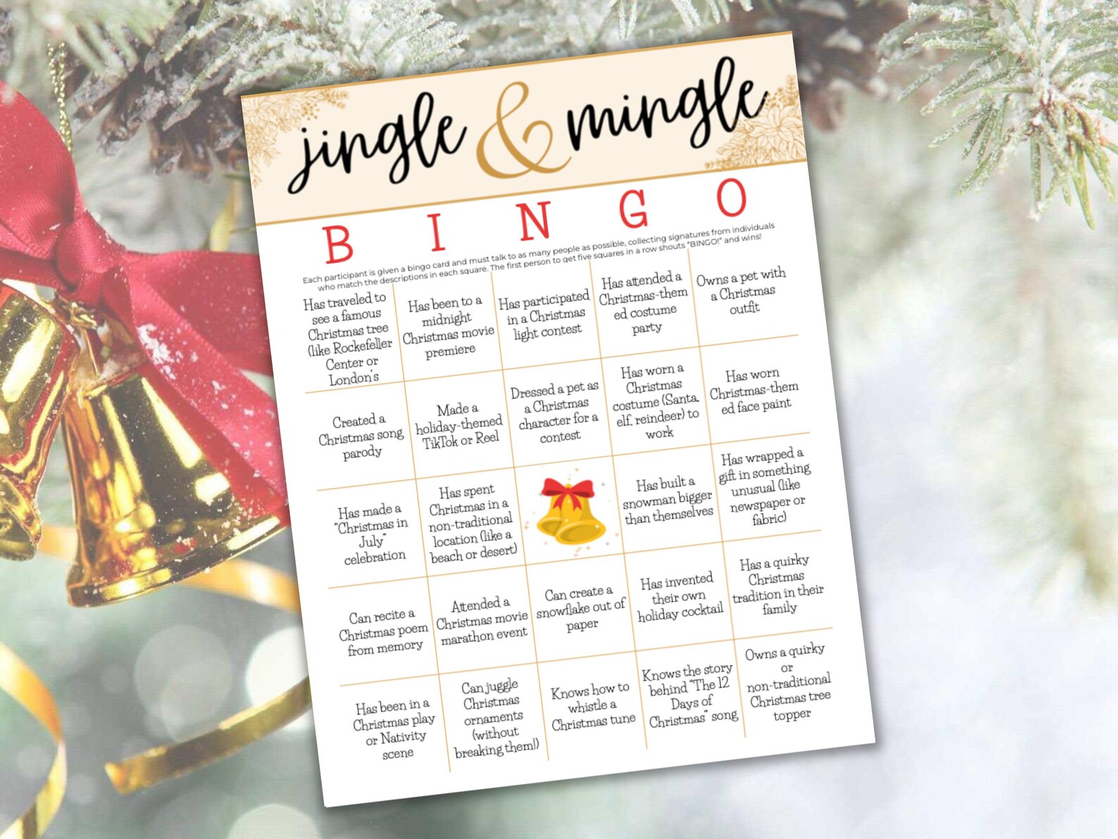 Christmas Jingle and Mingle Bingo Game – Printable Holiday Party ...