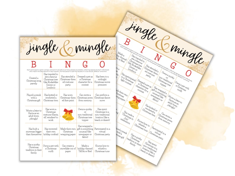 Christmas Jingle and Mingle Bingo Game – Printable Holiday Party ...