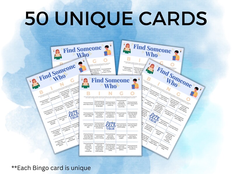 Find Someone Who Bingo Game, Icebreaker & Party Game for Office ...