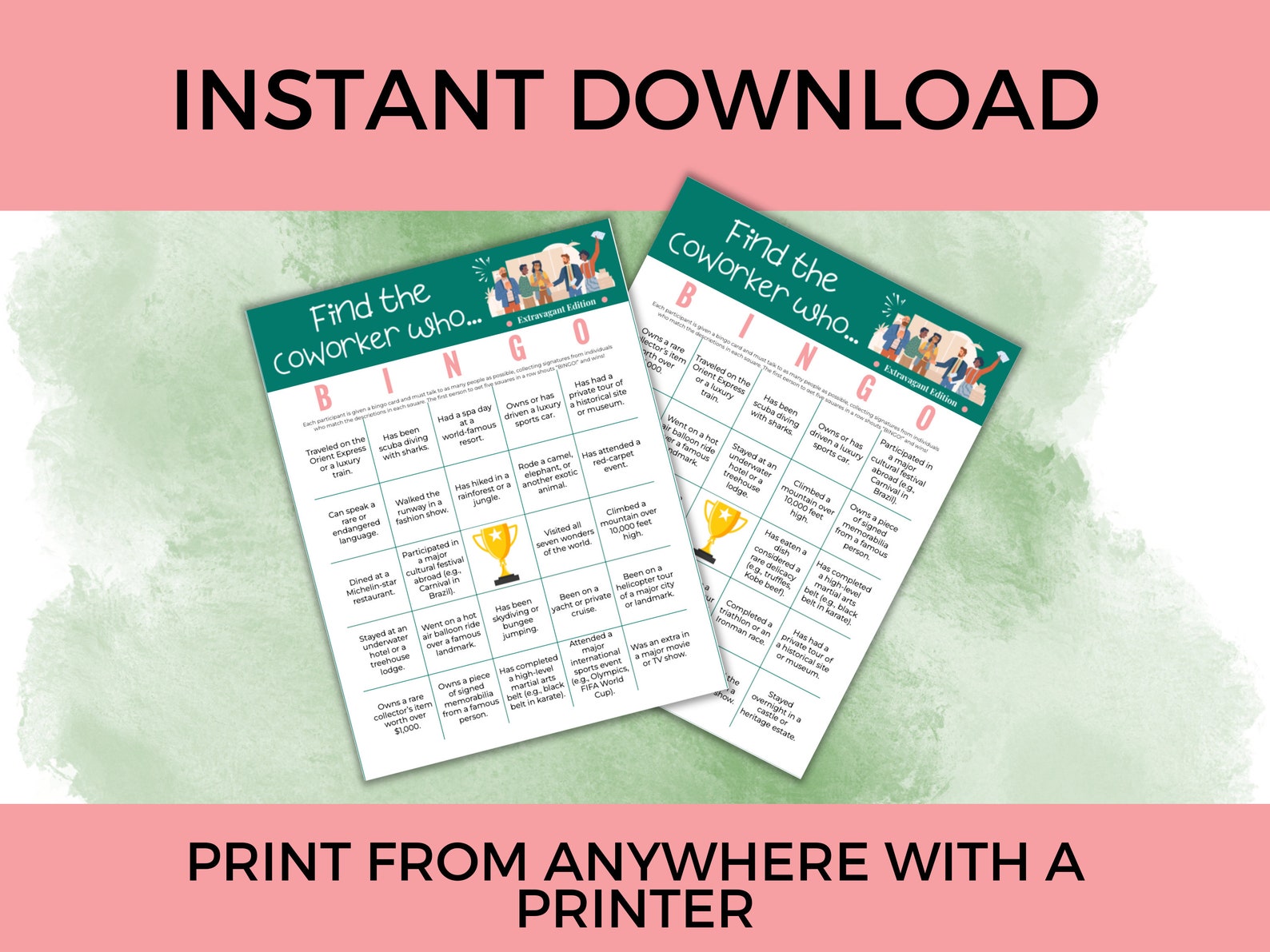 Coworker Bingo Game Fun Team Building Icebreaker for Office Events ...