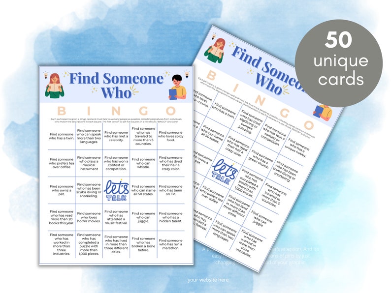 Find Someone Who Bingo Game, Icebreaker & Party Game for Office ...