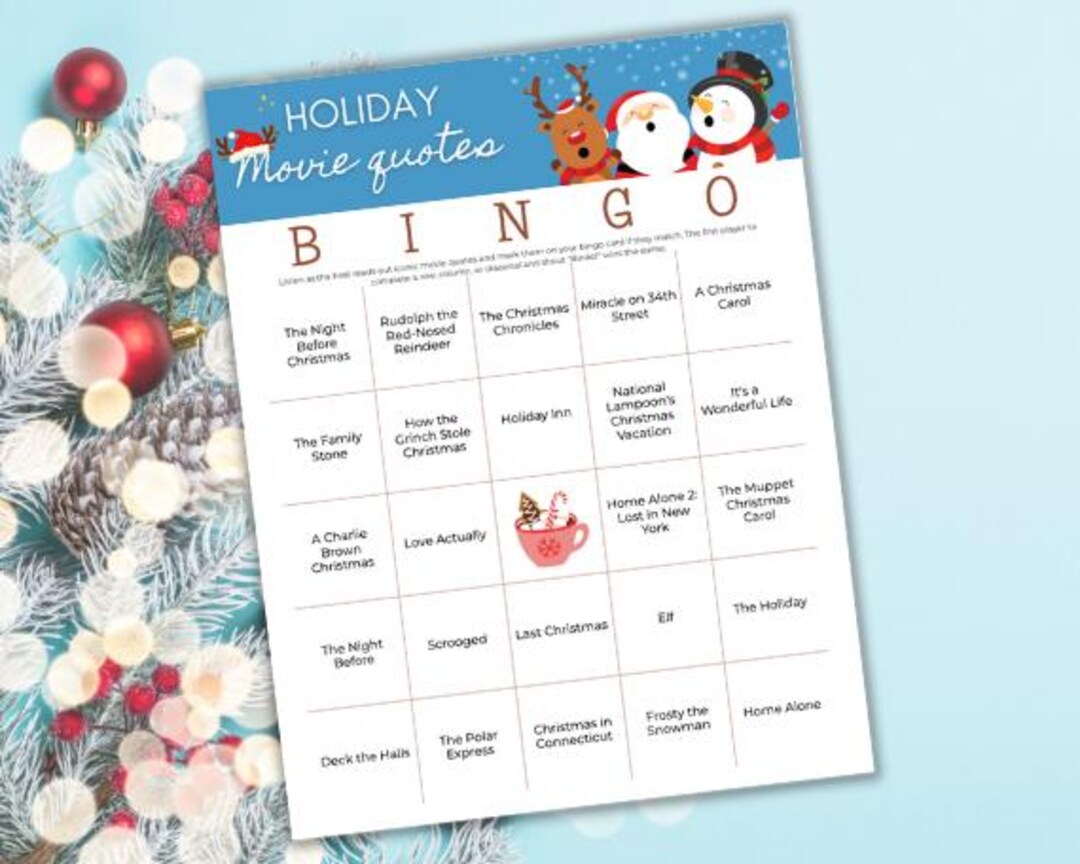 Christmas Movie Quotes Bingo Game – Fun Holiday Party Activity, Family ...