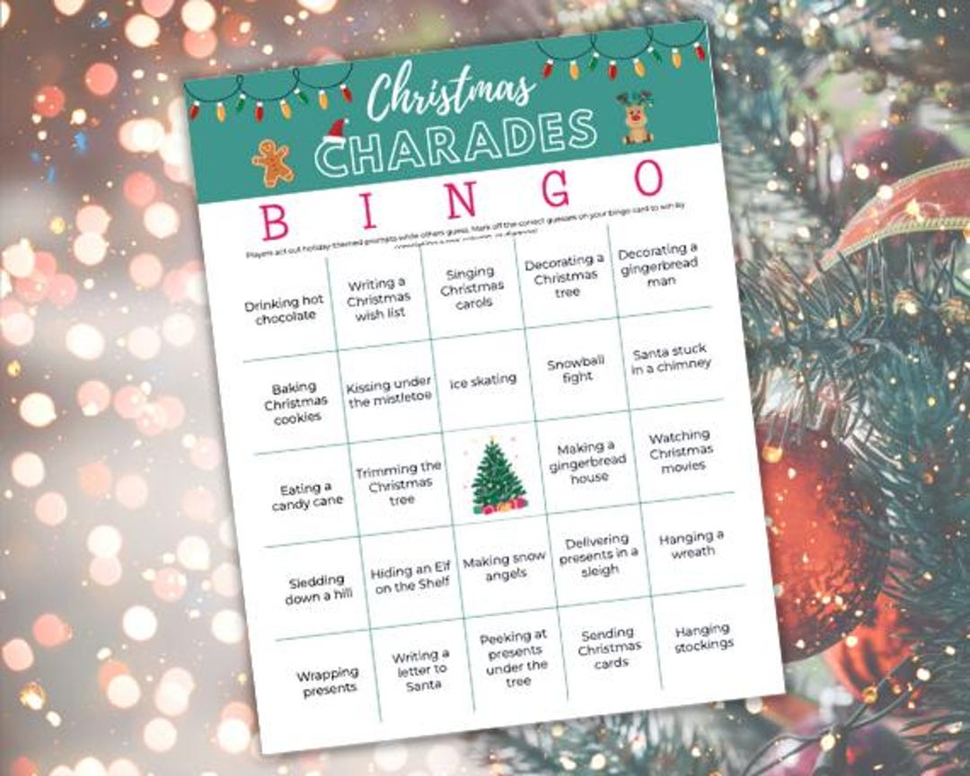 Christmas Charades Bingo Game - Fun Holiday Party Icebreaker, Family ...