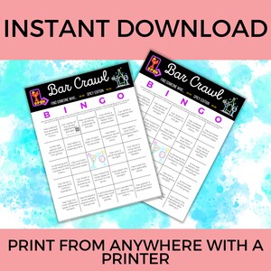 Competitive Bar Crawl Bingo Game - Fun Adult Night Party Game for Teams ...