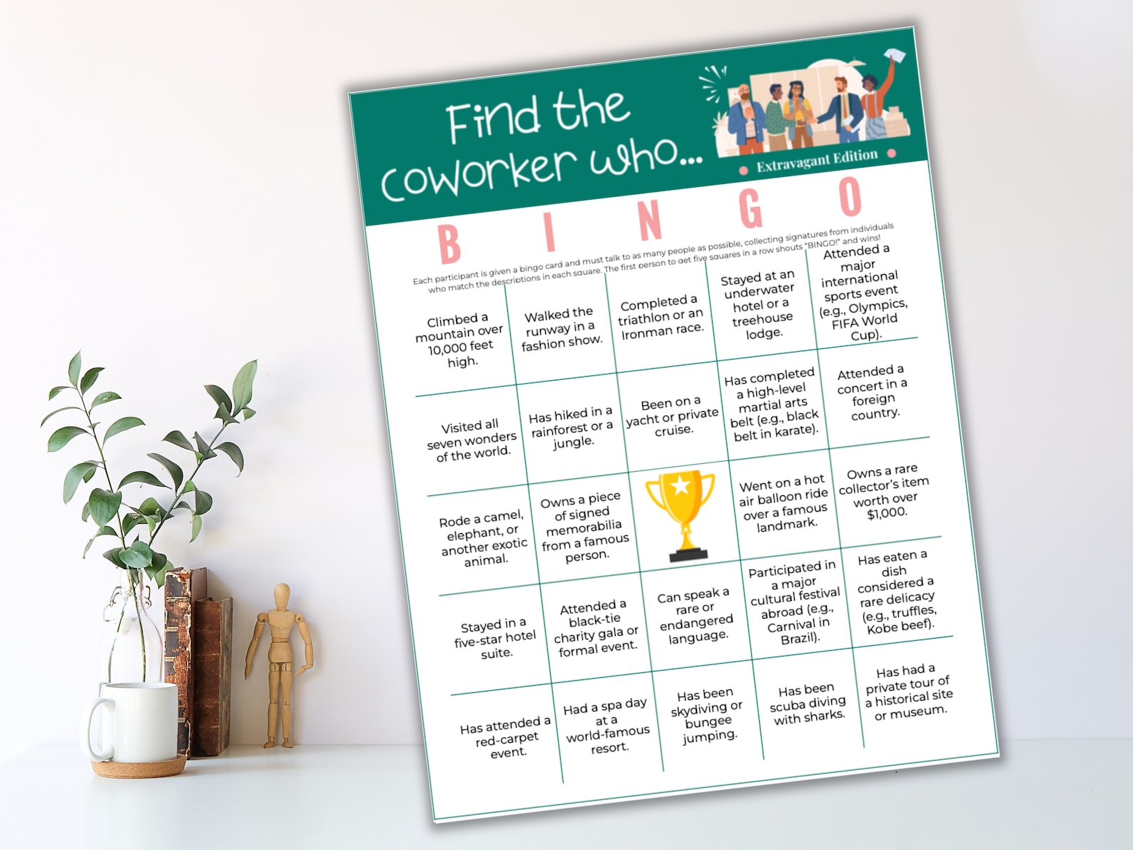 Coworker Bingo Game Fun Team Building Icebreaker for Office Events ...