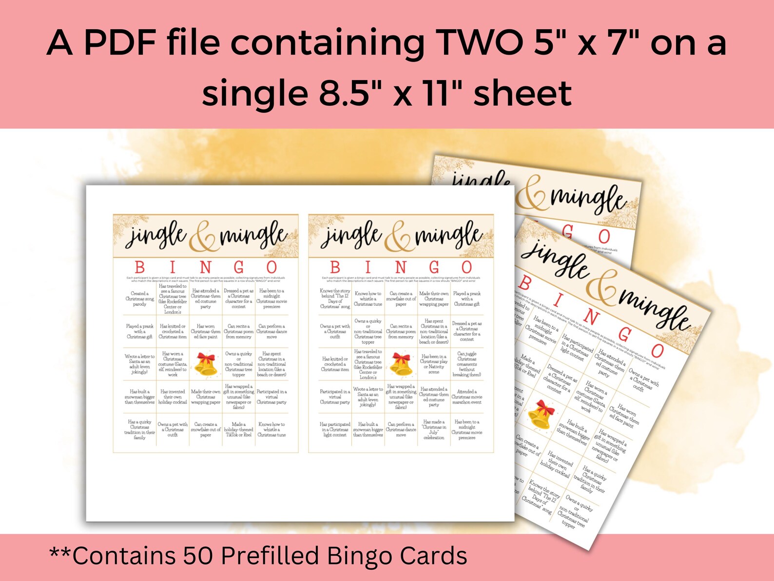 Christmas Jingle and Mingle Bingo Game – Printable Holiday Party ...