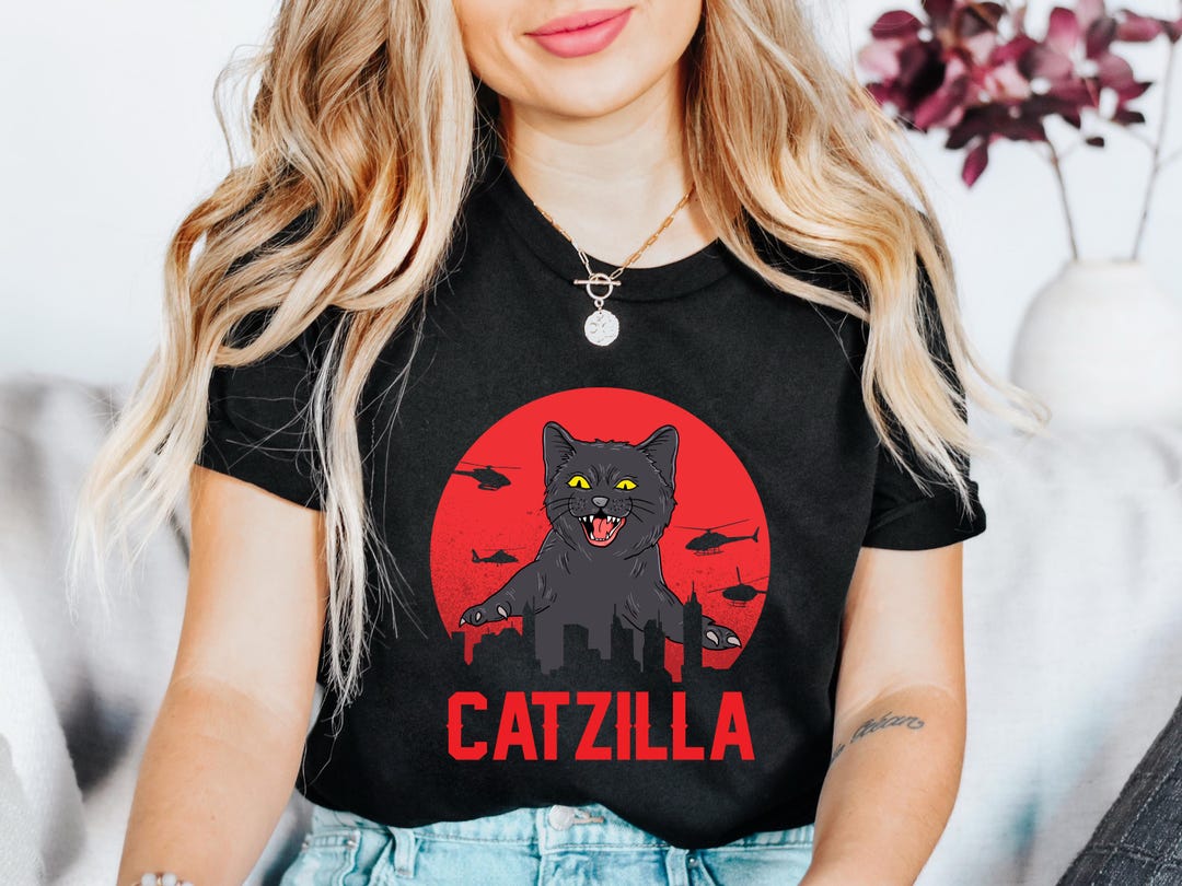 Catzilla Meme T-shirt: Hilarious Unisex Graphic Tee for Cat Lovers and ...