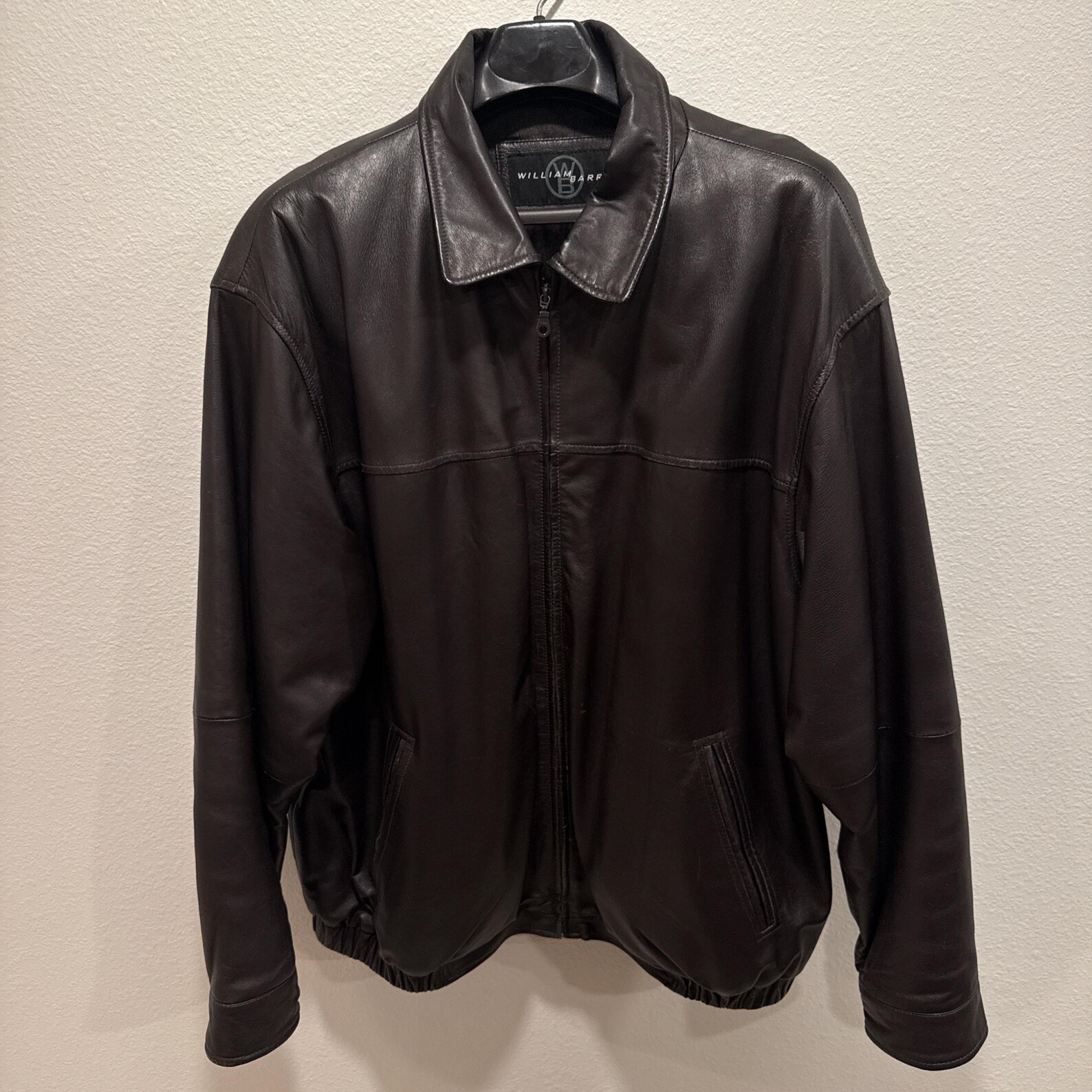 Vintage William Barry Black Leather Bomber Jacket – Size XXL, Made in ...