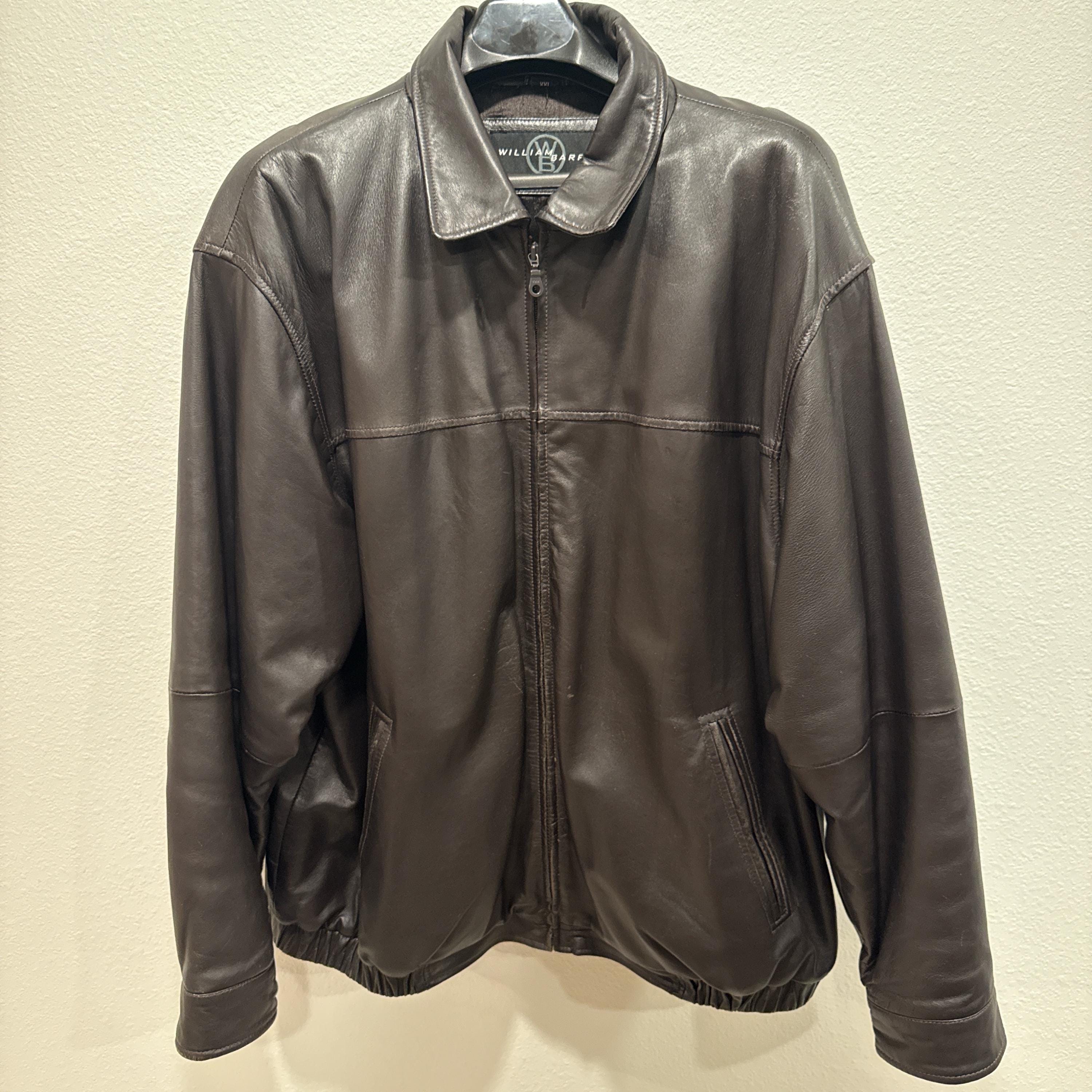 Vintage William Barry Black Leather Bomber Jacket – Size XXL, Made in ...